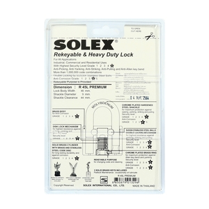 SOLEX กุญแจคล้อง คอยาว ขนาด 45 มม. รุ่น R45 L PREMIUM - ONEHOMES